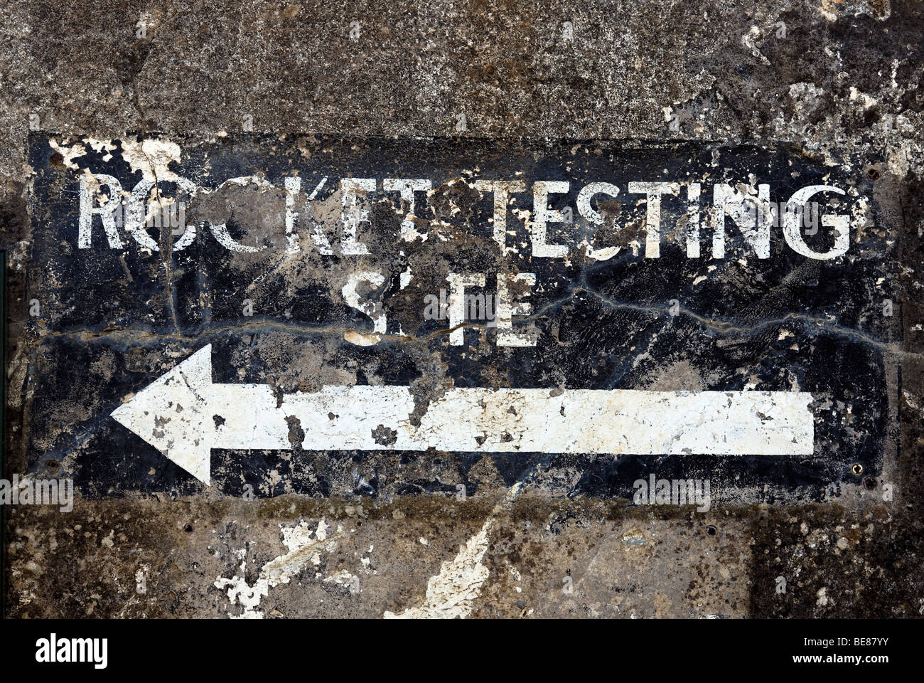 An old Rocket Testing site sign painted on a wall Stock Photo - Alamy