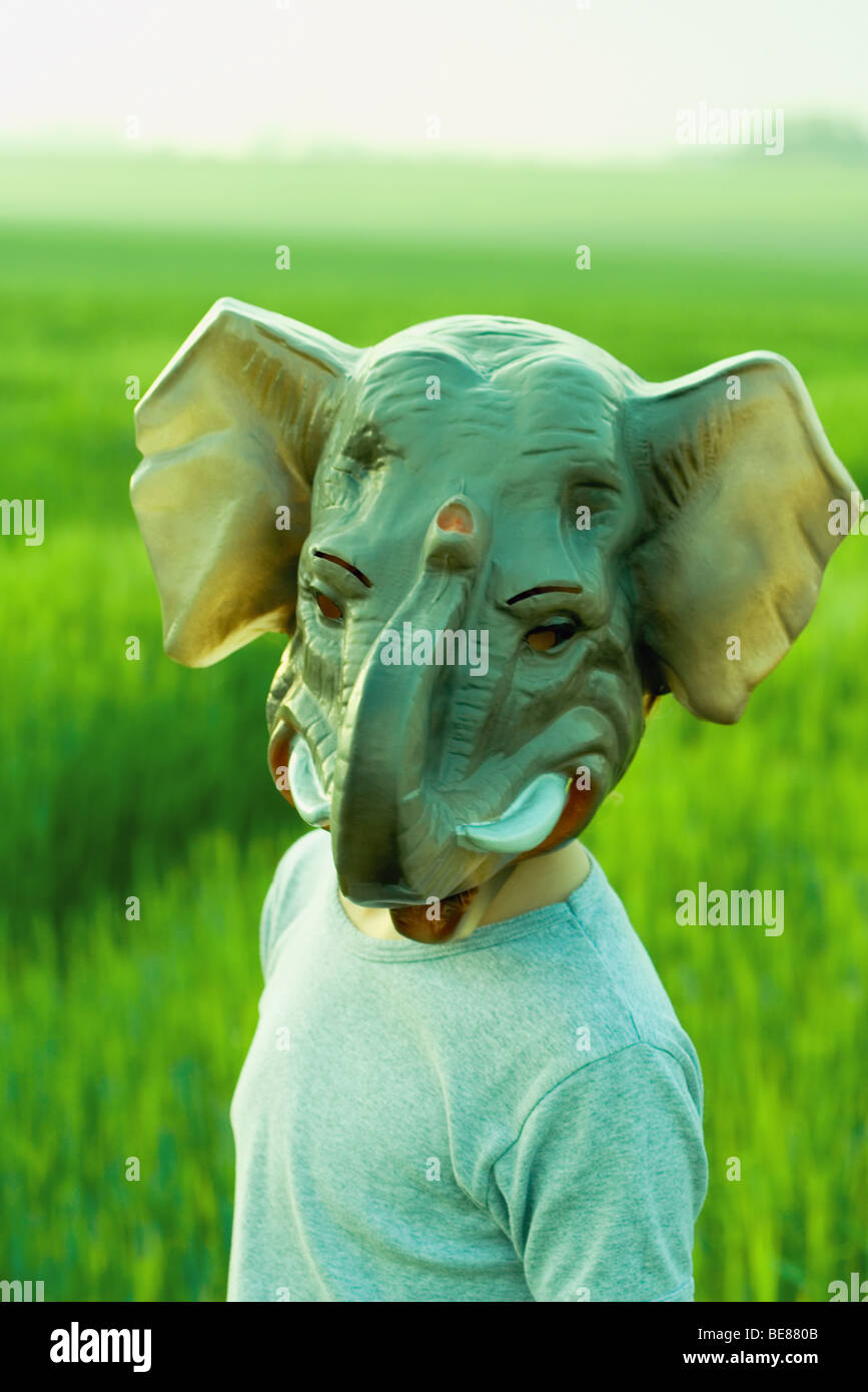 Person wearing elephant mask, portrait Stock Photo - Alamy