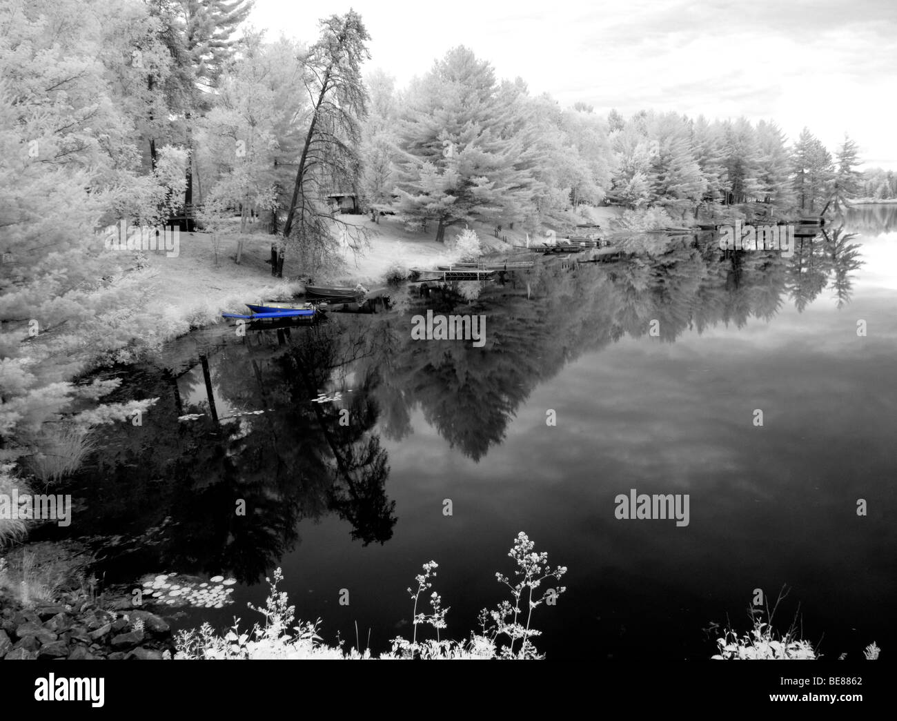 Infrared Black & White of peaceful scenes in Deep River Ontario Canada ...