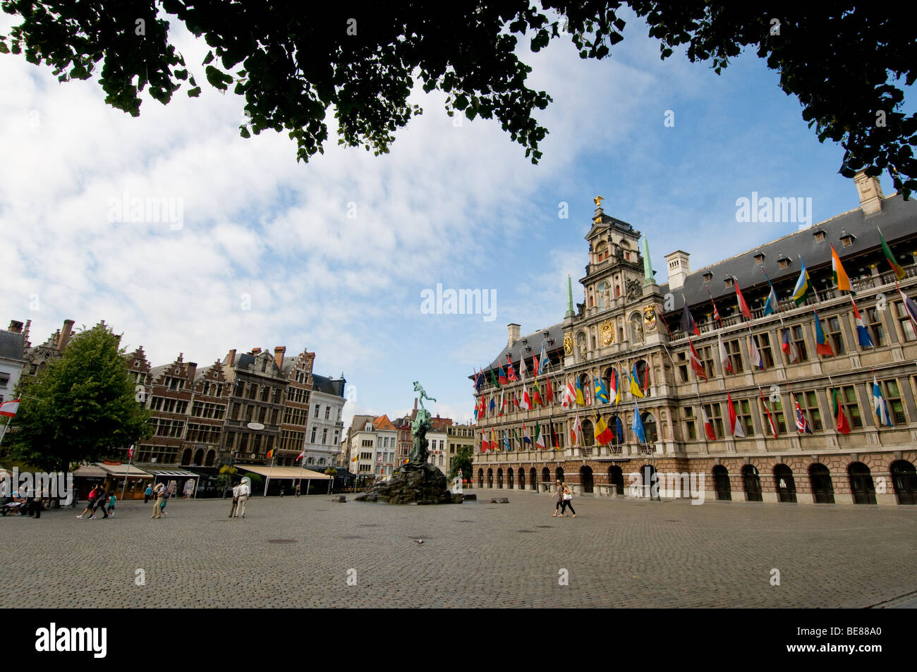 Great market square in Antwerp Belgium Stock Photo - Alamy