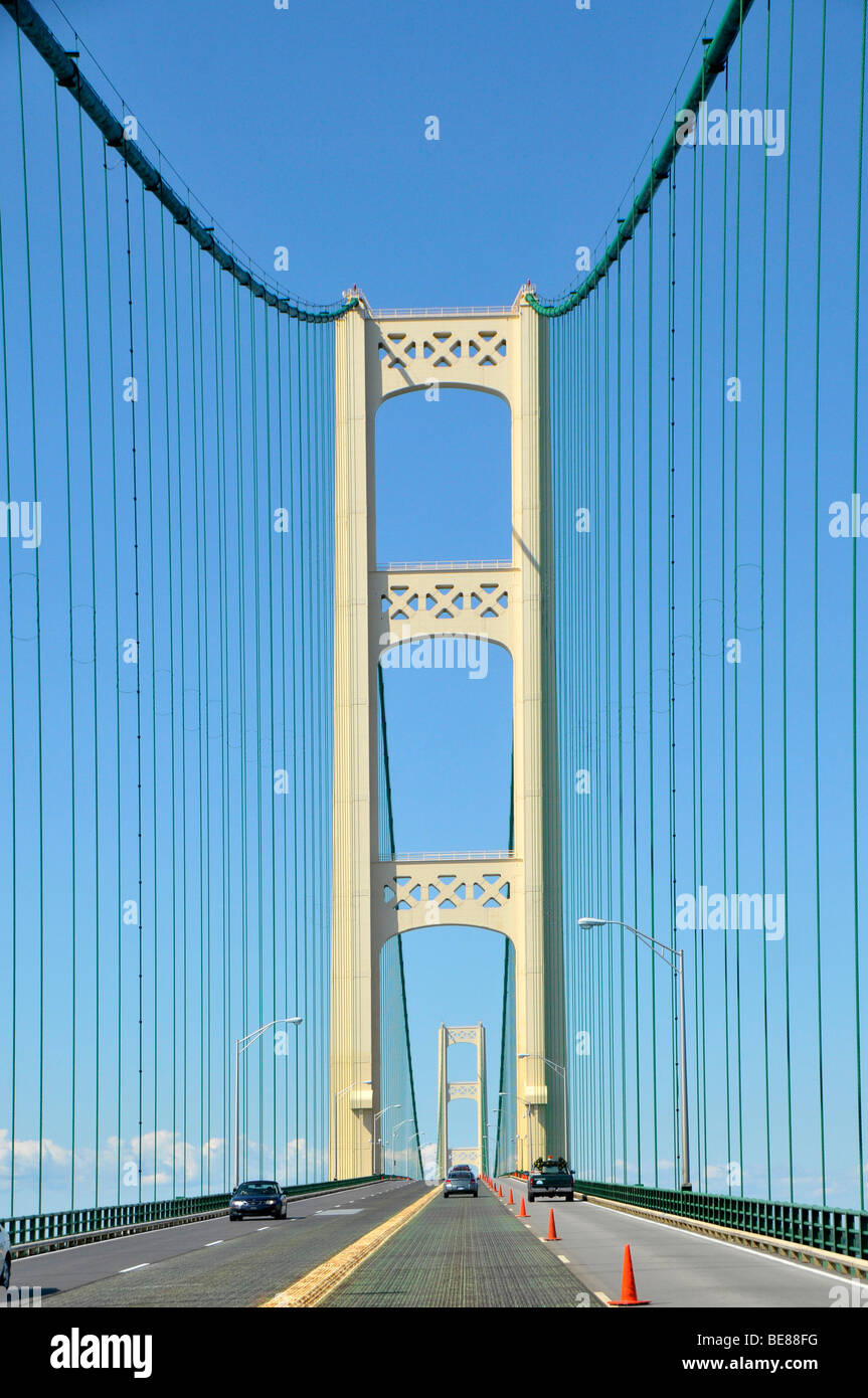 Mackinac Bridge between Upper and Lower Peninsula Michigan Stock Photo ...
