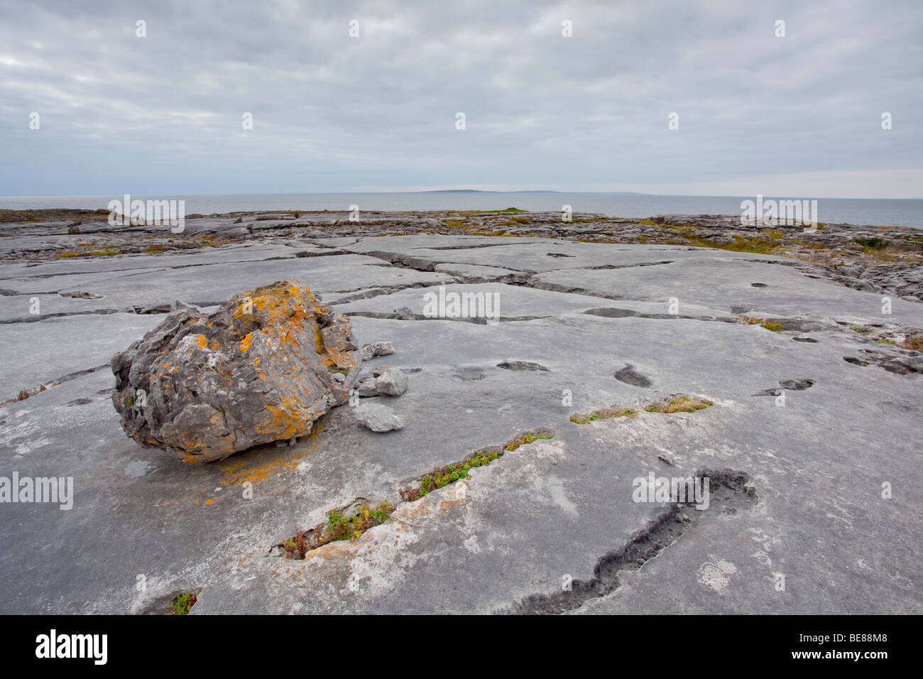The limestone scenery of the burren area of Ireland on the coast of ...