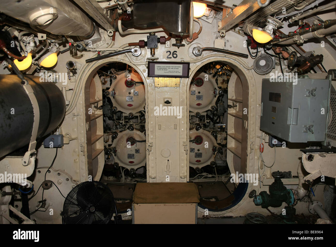 The forward Torpedo tubes inside HMS Alliance at the Royal Navy ...