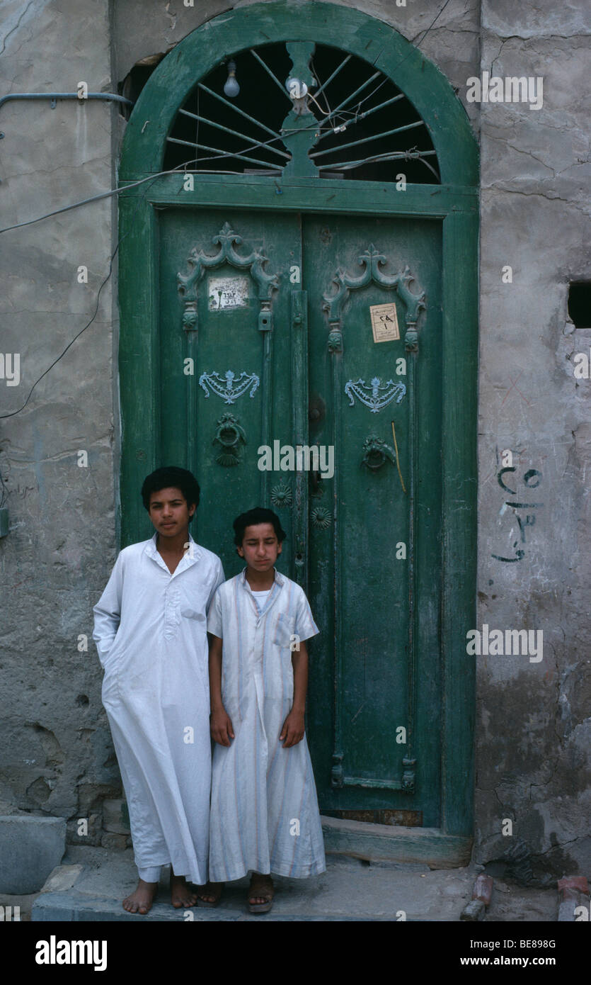 KUWAIT Middle East Gulf State People Children Two boys standing beside ...