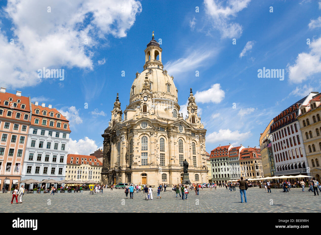 GERMANY Saxony Dresden Restored Frauenkirch Church and buildings around ...