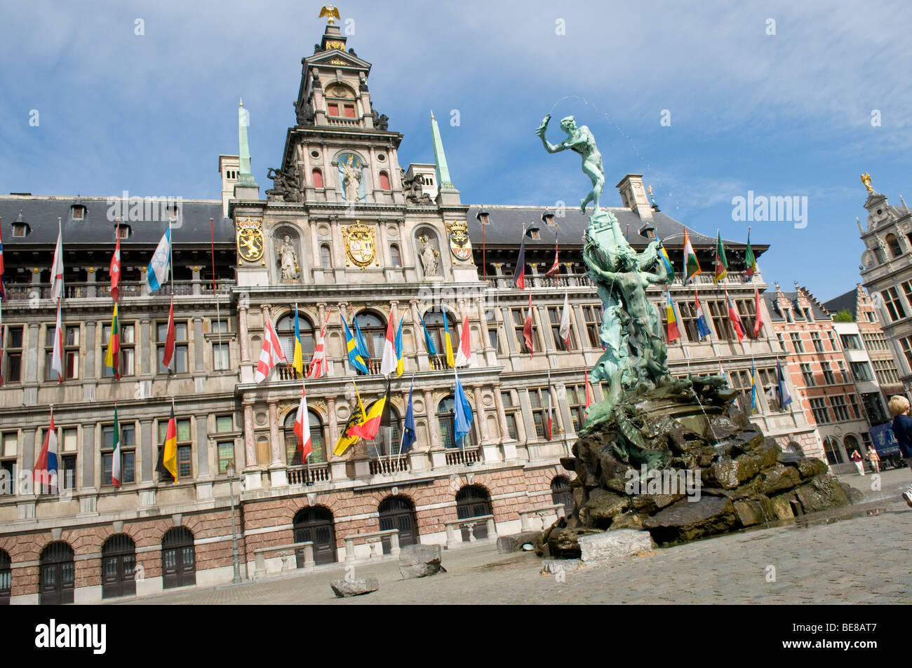 Great market square in Antwerp Belgium Stock Photo - Alamy