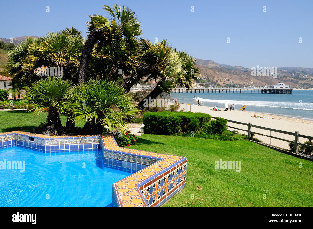 USA, California, Malibu, Adamson House star-shaped tiled swimming pool ...