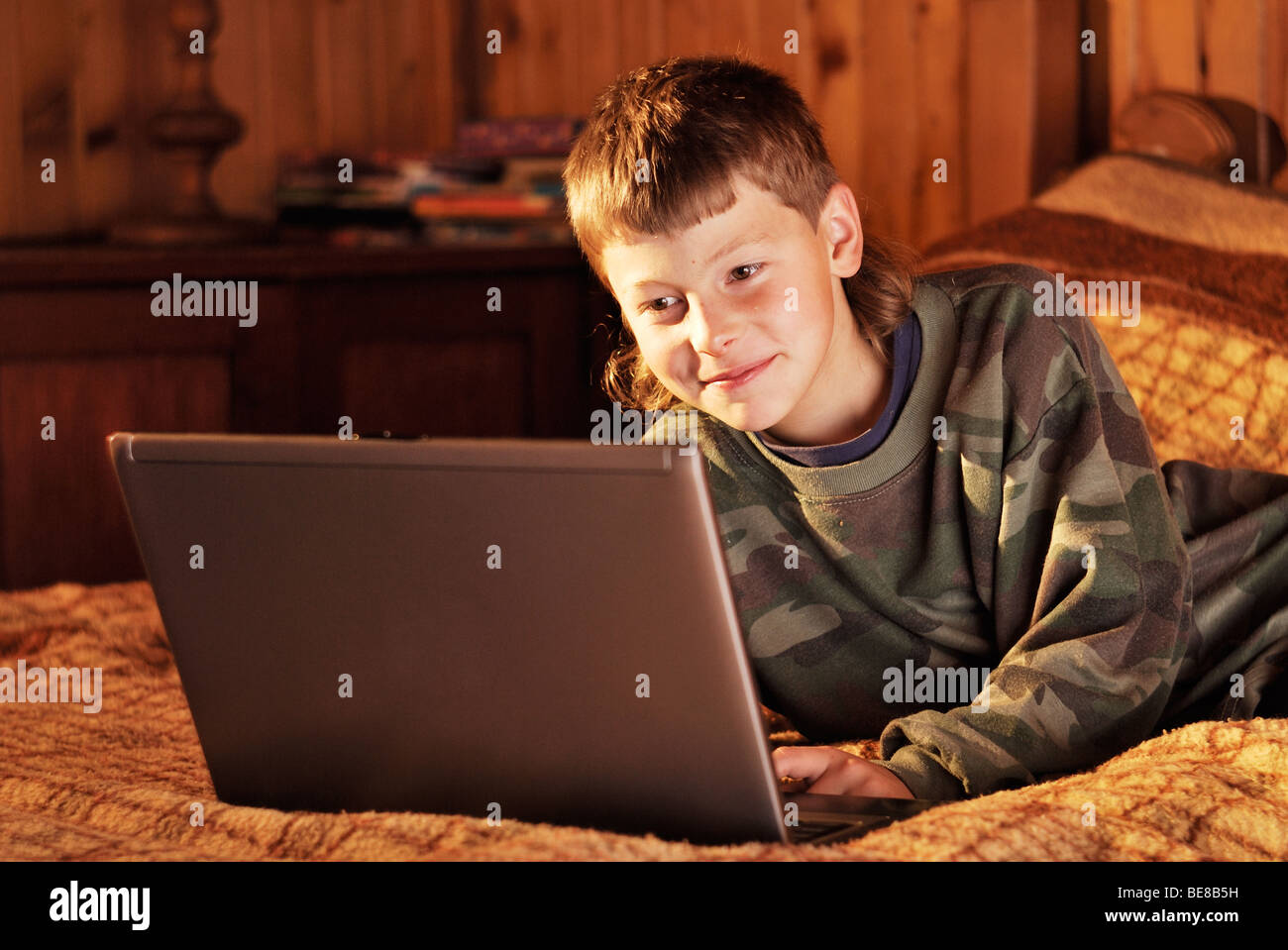Boy and computer Stock Photo - Alamy