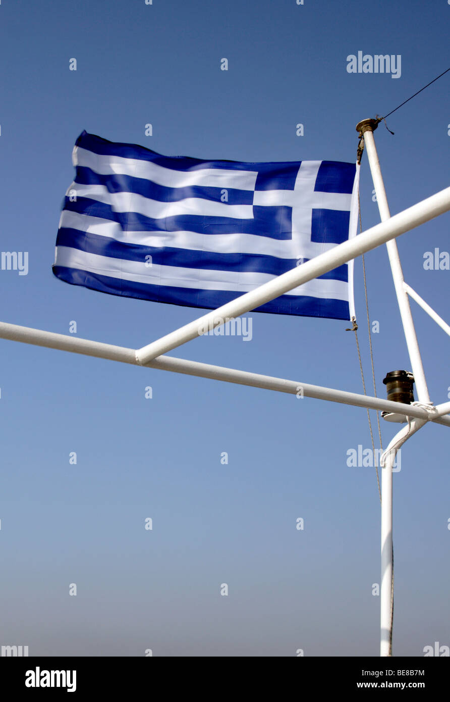 Greek flag flying in breeze Stock Photo - Alamy