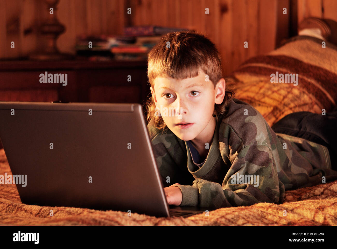 Boy and computer Stock Photo - Alamy