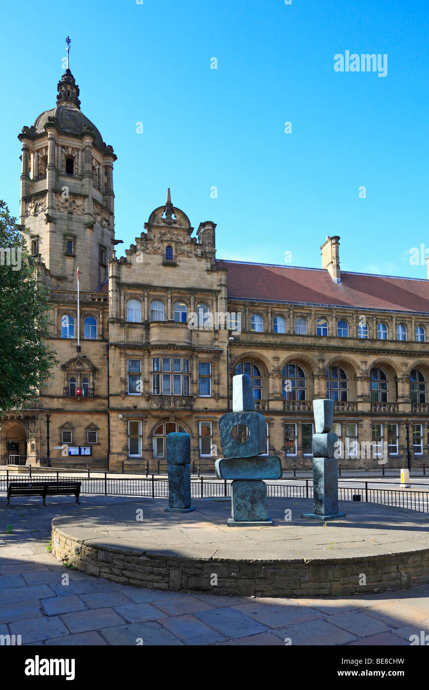 Barbara Hepworth Family of Man Sculpture in front of West Riding County ...