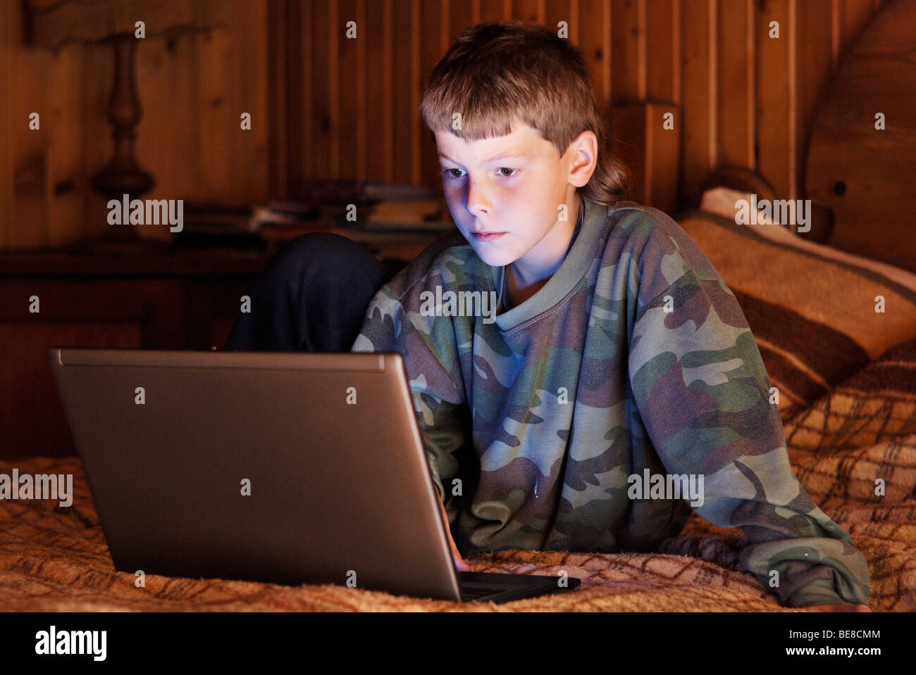 Boy and computer Stock Photo - Alamy