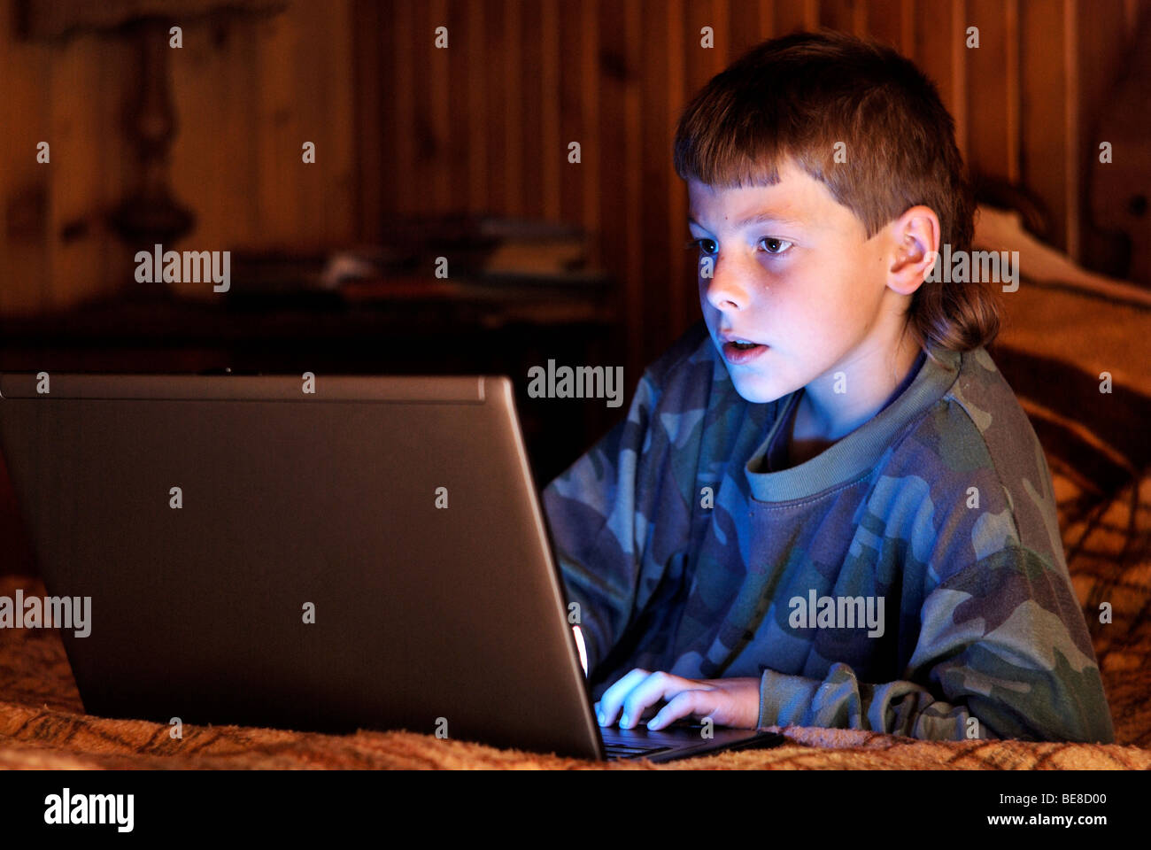 Boy and computer Stock Photo - Alamy