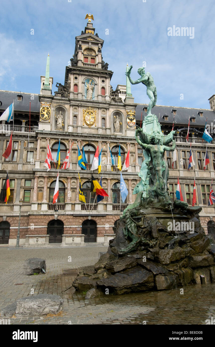 Great market square in Antwerp Belgium Stock Photo - Alamy