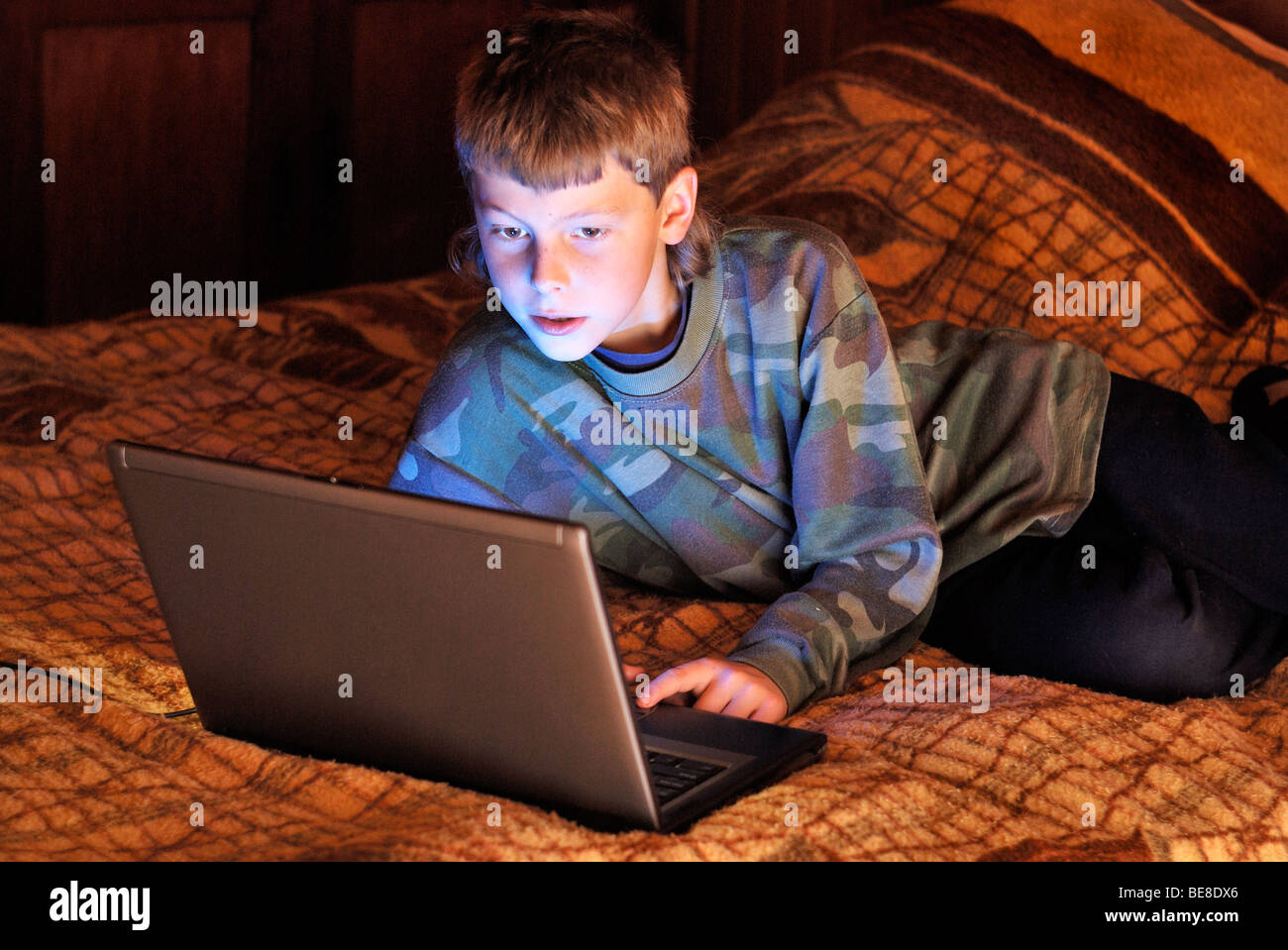 Boy and computer Stock Photo - Alamy