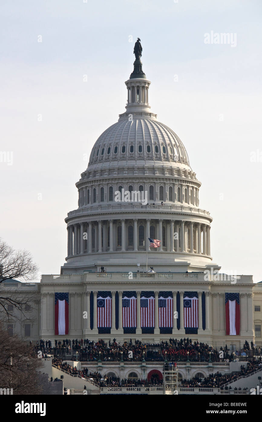 US Capitol building and crowd on National Mall. Inauguration Day 2009 ...