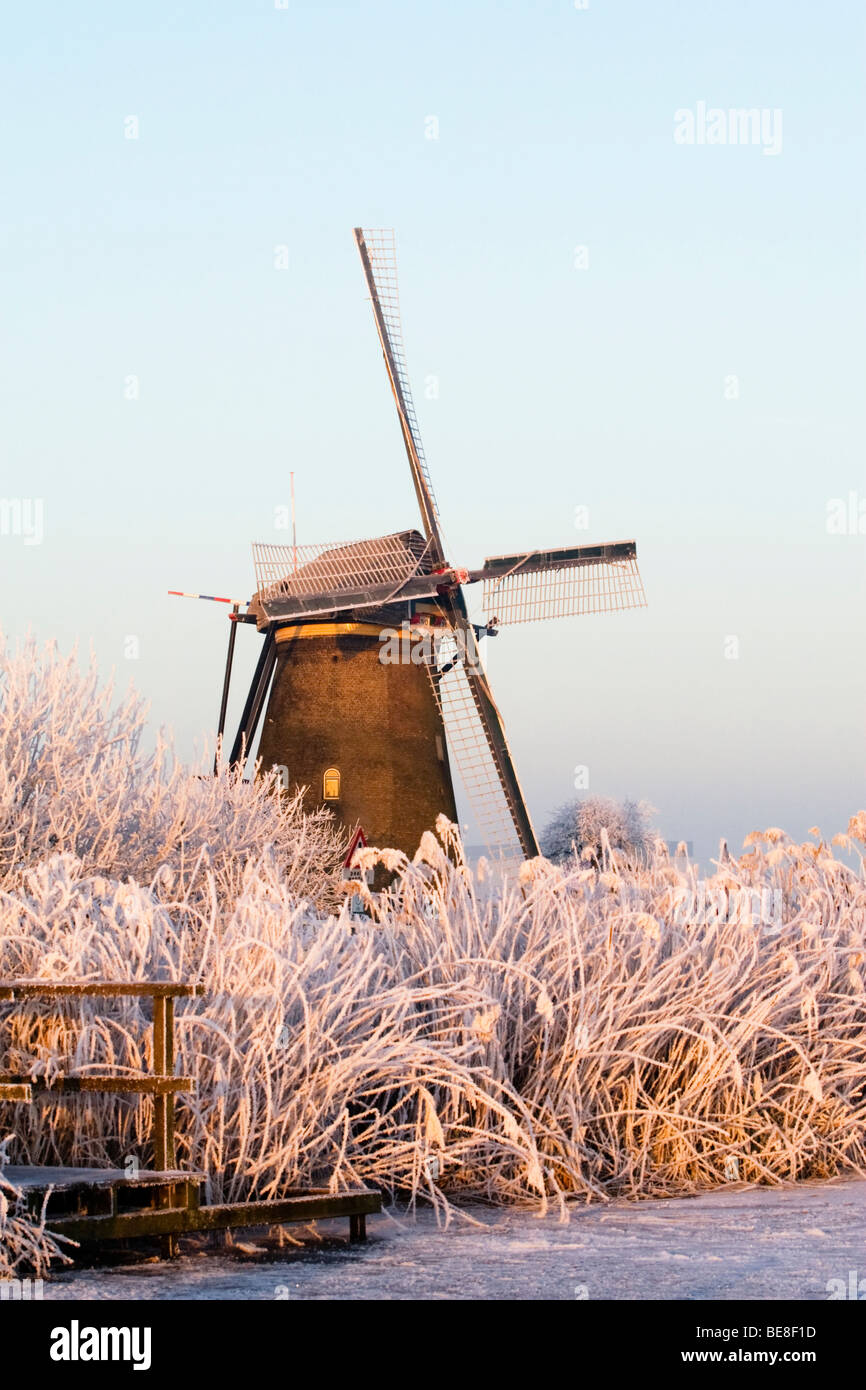 Winterse molen; Windmill in winter Stock Photo - Alamy