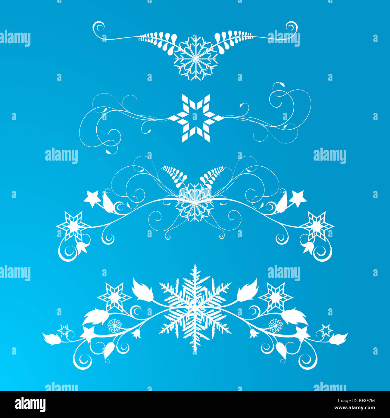 Set of 4 ornate winter flourishes Stock Photo - Alamy