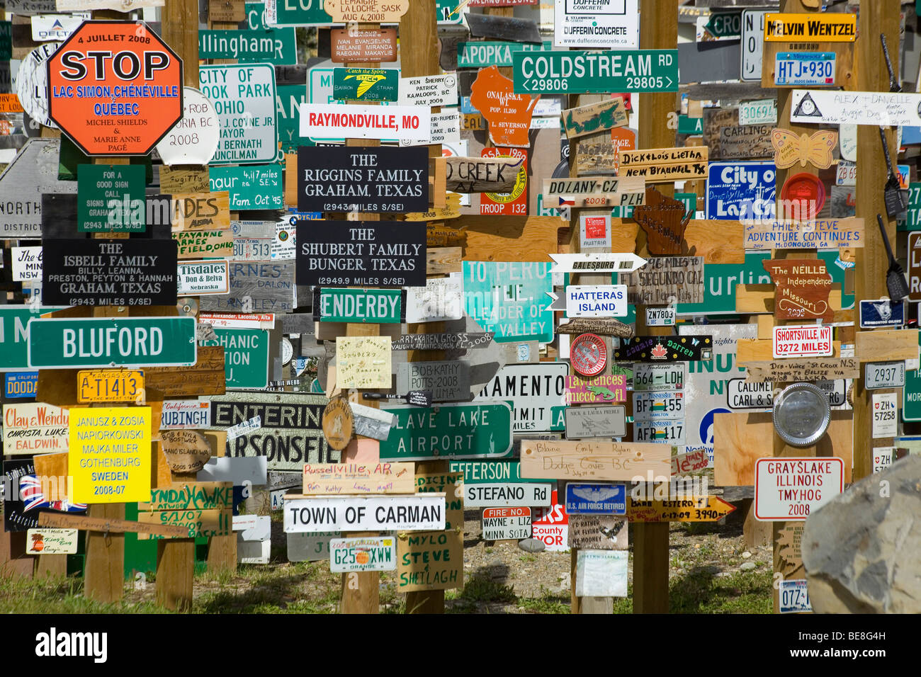 Famous Alaska Highway Sign Post Forrest in Watson Lake, Yukon Territory ...