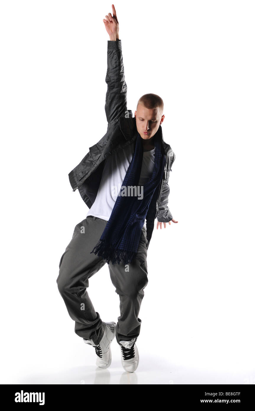 hip-hop style dancer performing against a white background Stock Photo ...