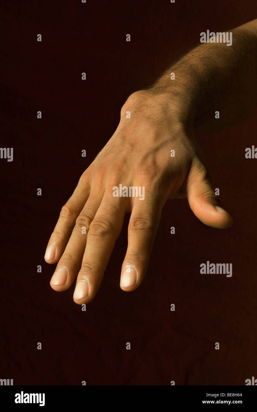 Man's hand showing manicured nails Stock Photo - Alamy