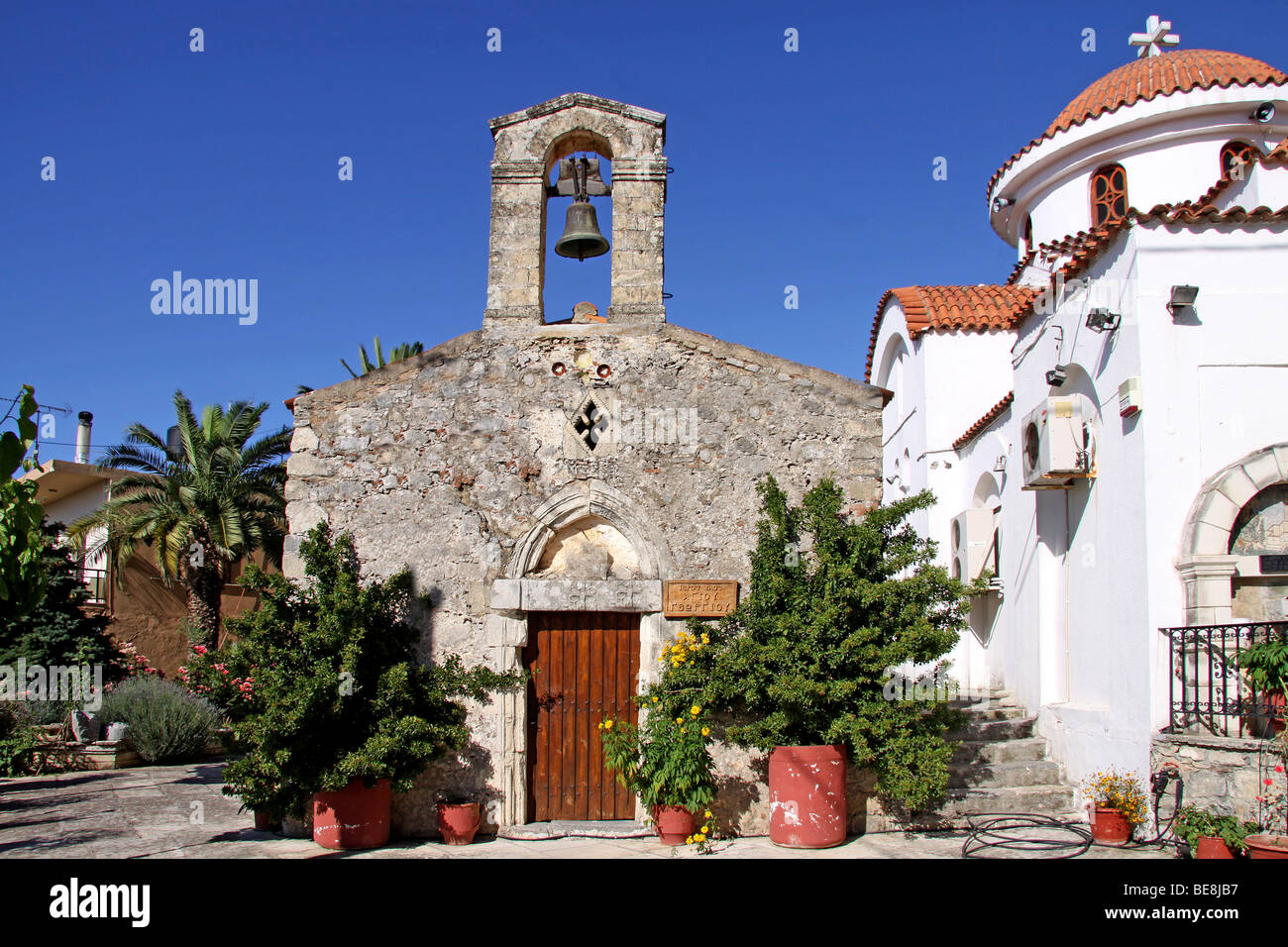 Agios Ioannis Church, old and new, Axos, Crete, Greece, Europe Stock ...
