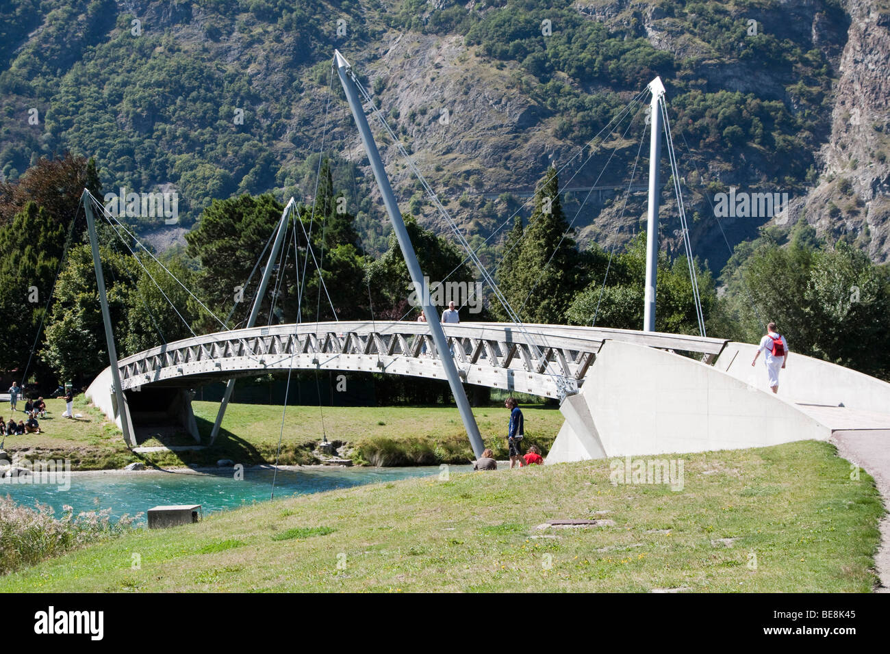 modern footbridge switzerland europe Stock Photo - Alamy