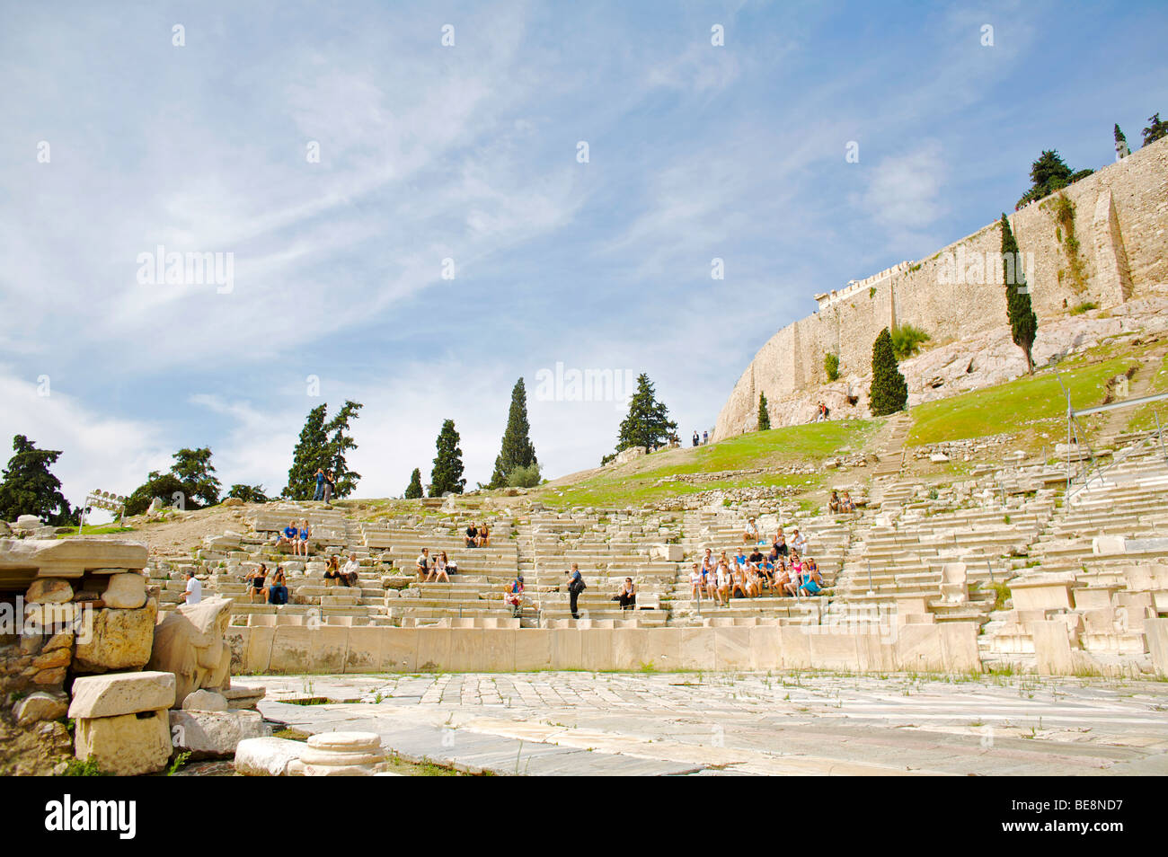 Theatre of Dionysos on the southeast slope of the Acropolis in Athens ...