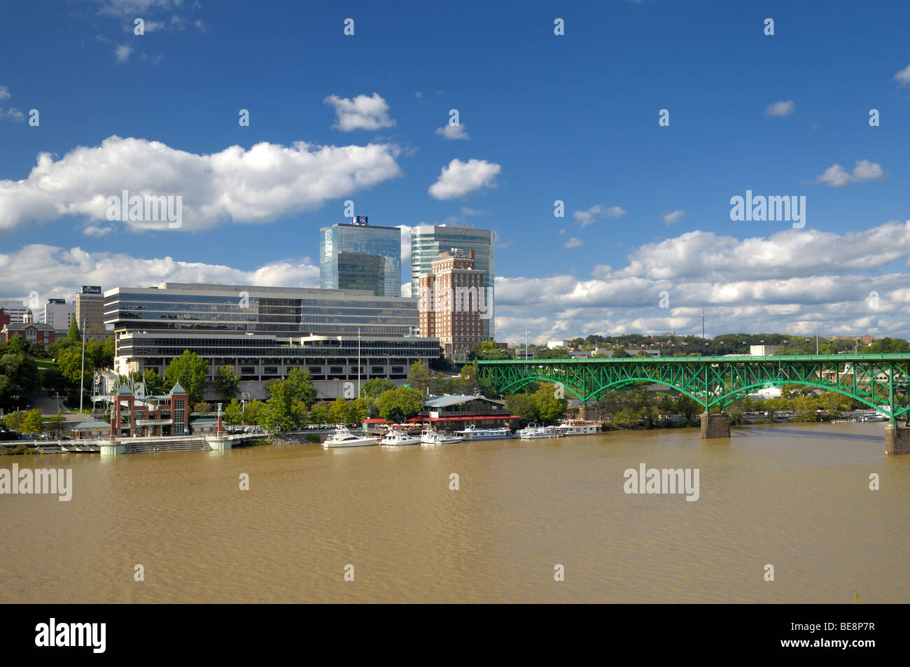 Tennessee River at Gay Street Bridge after a heavy rain. The water is ...