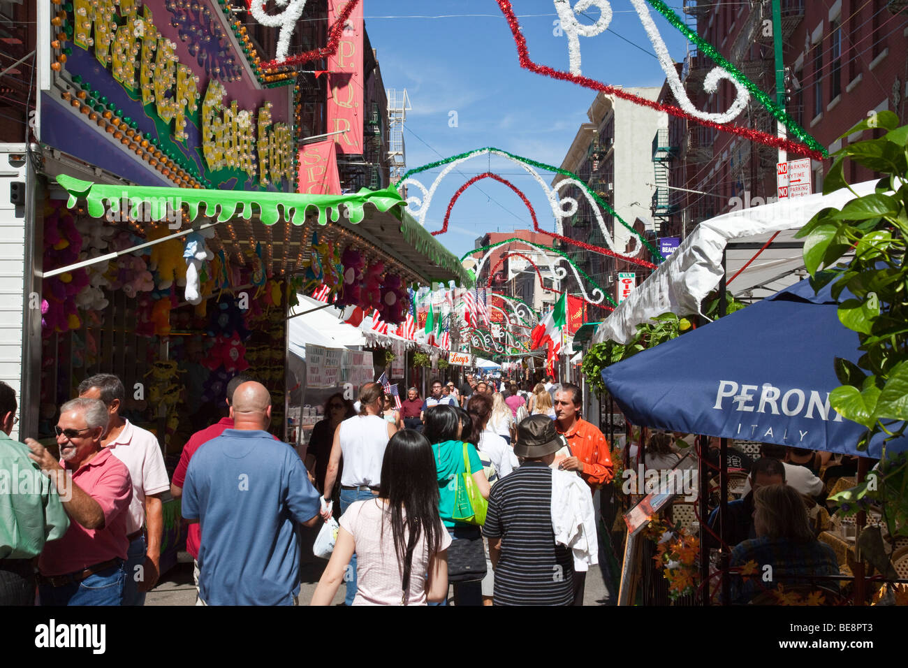 Feast of San Gennaro Festival in Little Italy in New York City Stock ...
