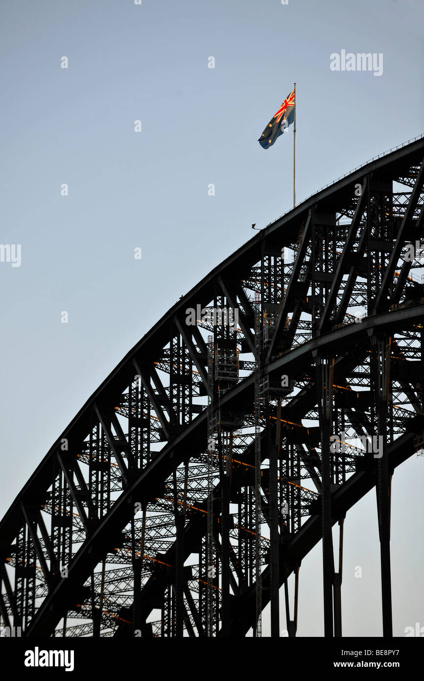 Australian flag on the Sydney Harbor Bridge, Sydney, New South Wales ...
