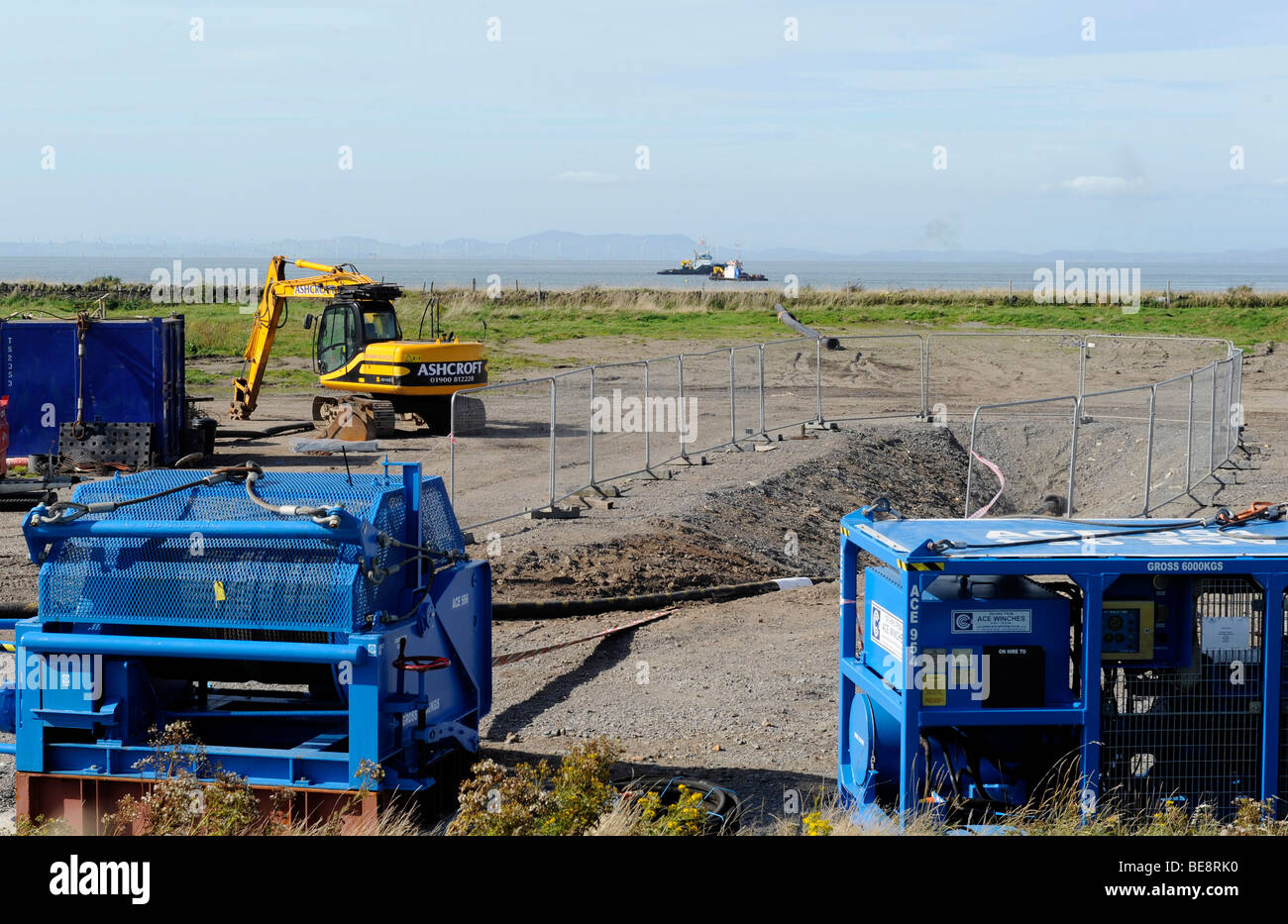 Construction of E on's Robin Rigg offshore windfarm in the Solway Firth ...