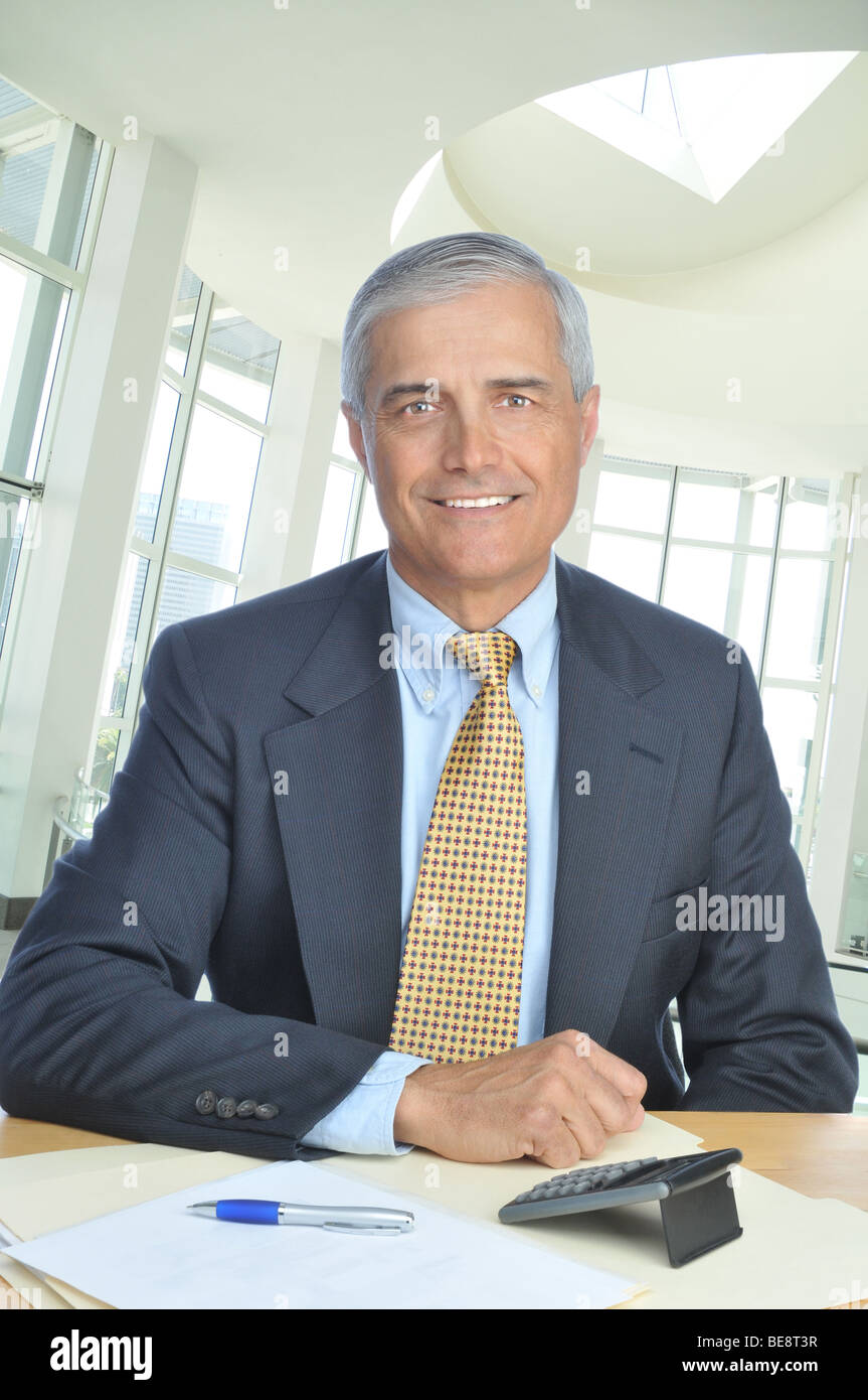 Businessman Seated at His Desk in Modern Office Setting Stock Photo - Alamy
