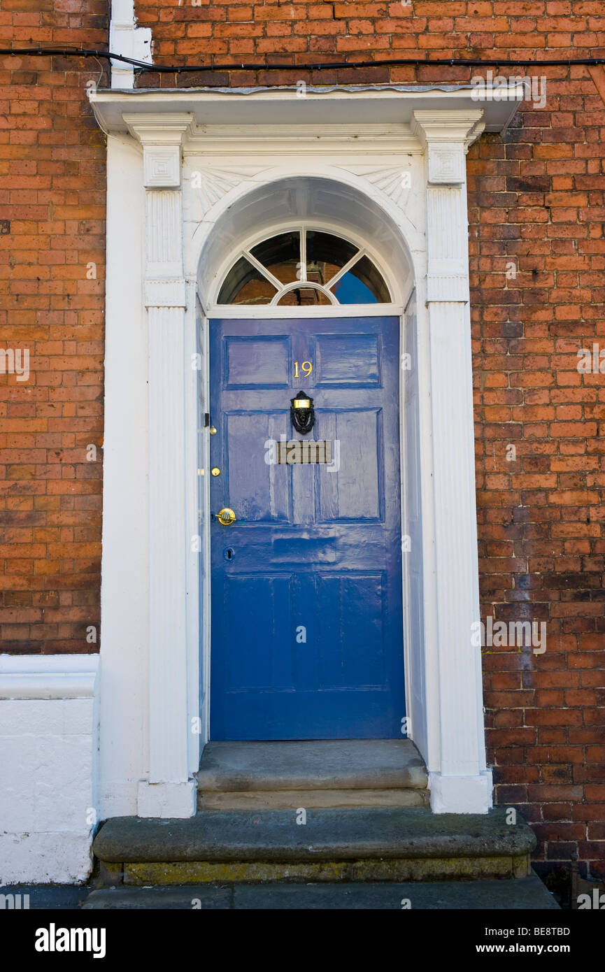 No 19 front door of house with knocker and letter box Ludlow Shropshire ...