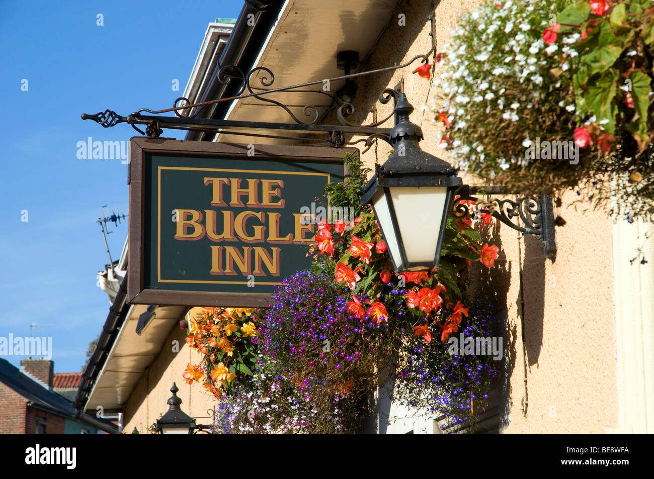 The Bugle Inn Sign with Flowers, A historic village Brading, nr Sandown ...