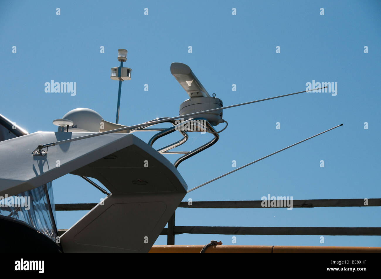 Luxury cabin cruiser radar Stock Photo - Alamy