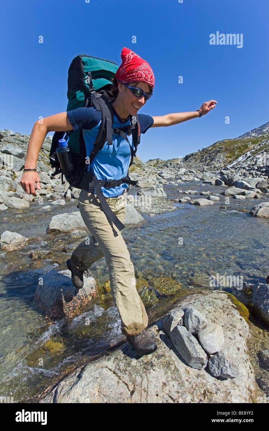 Dynamic landscape hikers crater lake hi-res stock photography and ...