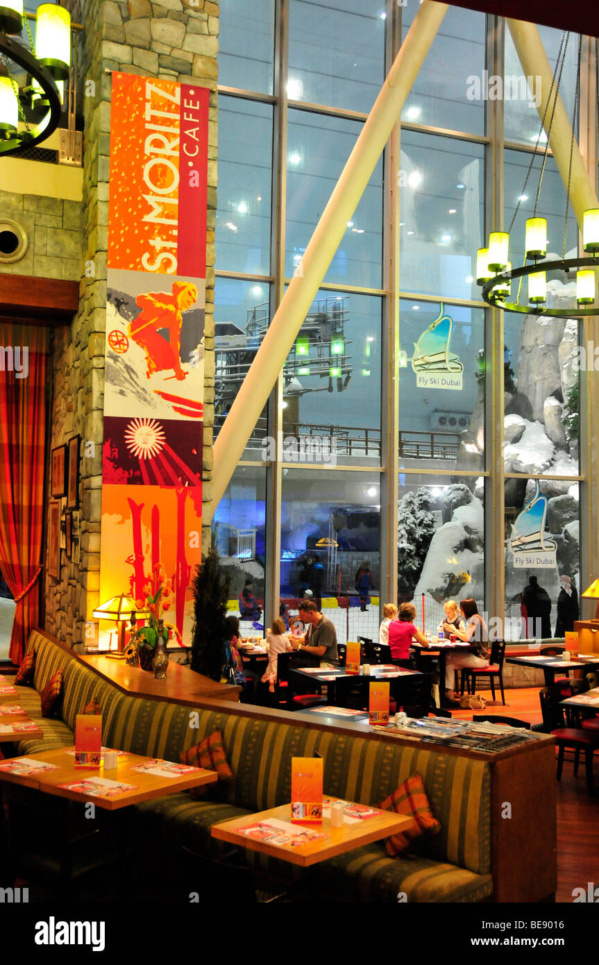 St. Moritz Café at the Ski Dubai indoor skiing hall in the Mall of the ...