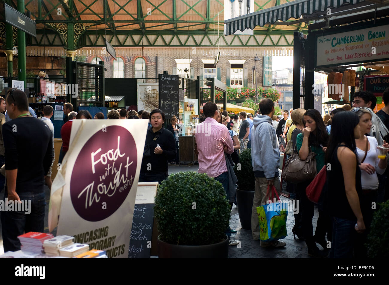 People inside Borough Market in London Stock Photo - Alamy