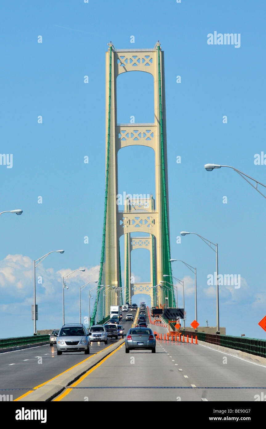 Mackinac Bridge between Upper and Lower Peninsula Michigan Stock Photo ...