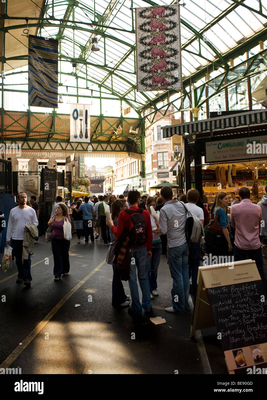 Shoppers inside Borough Market in London Stock Photo - Alamy