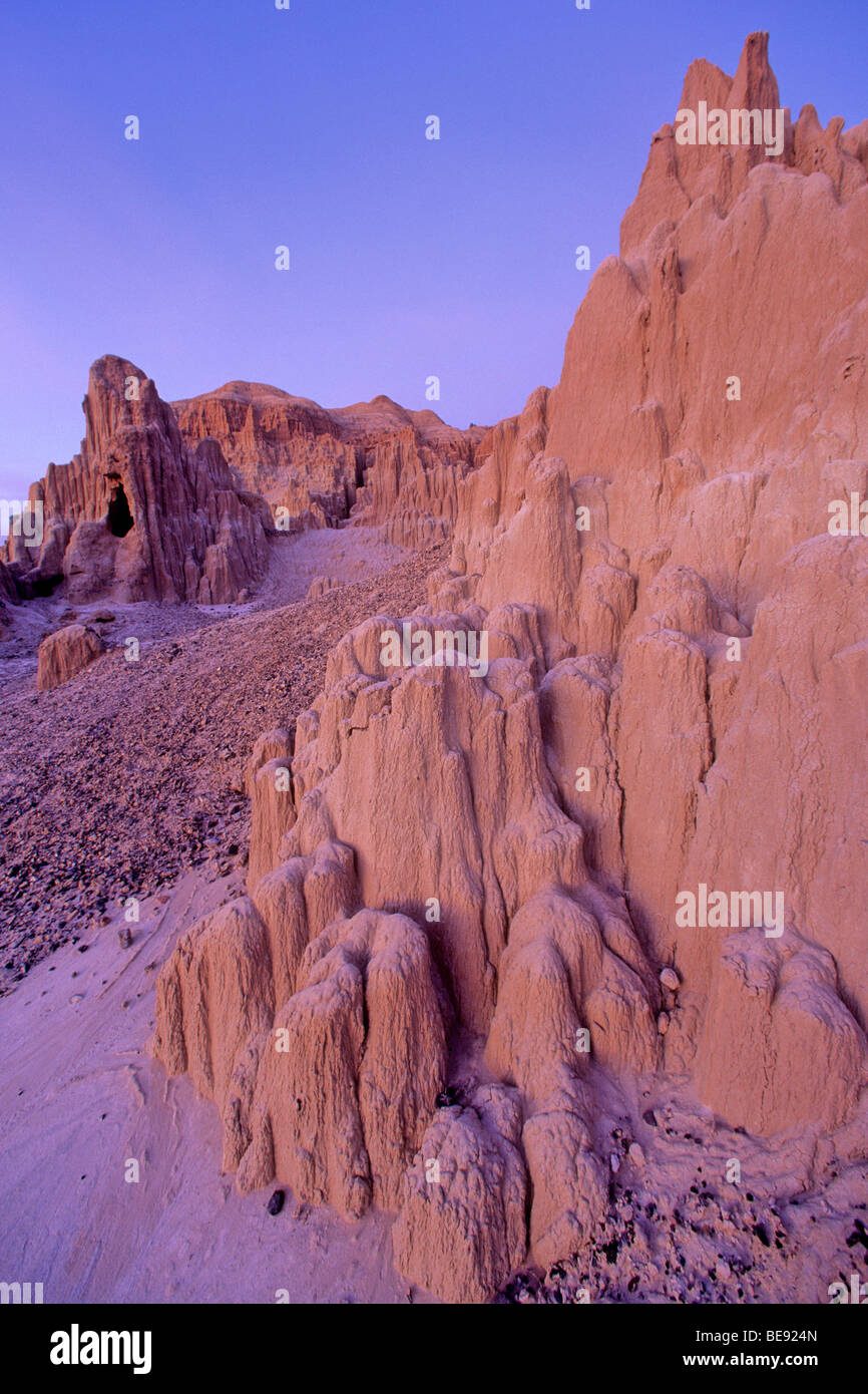 Cathedral Gorge State Park, sunset light on eroded spires, near Panaca ...
