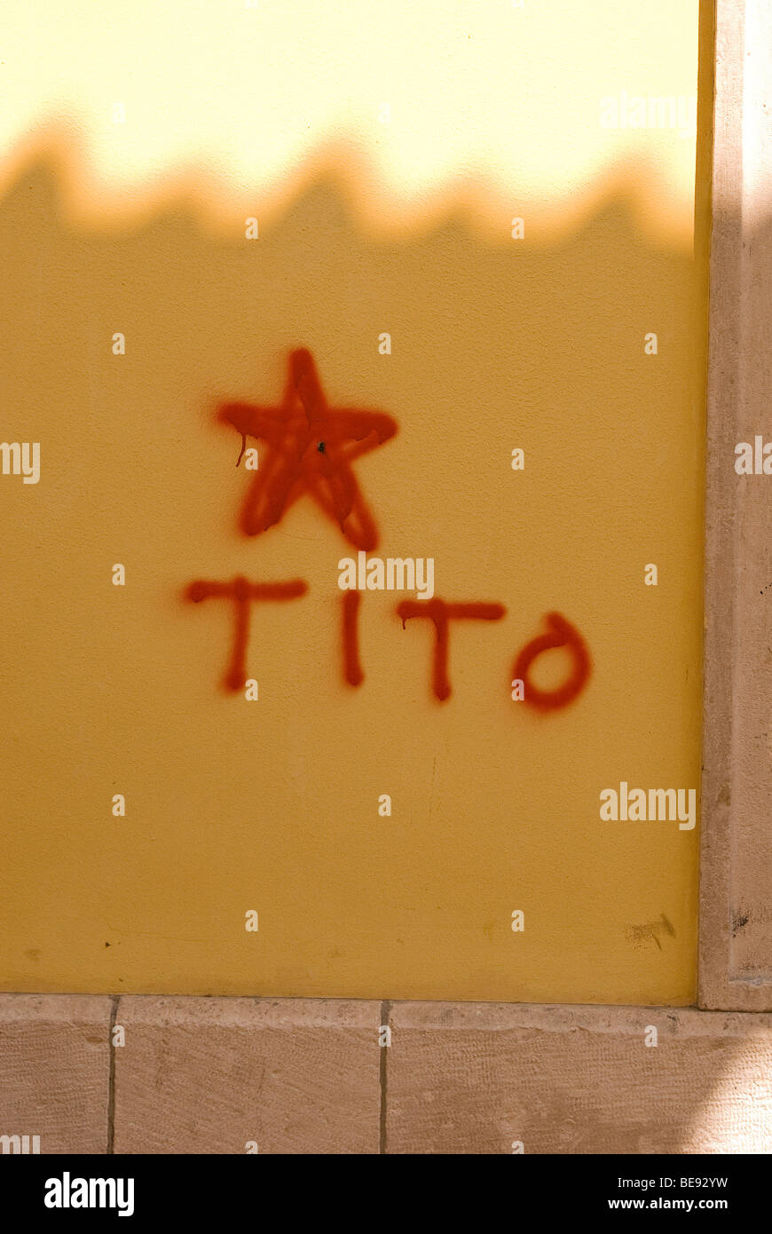 Croatia; Hrvartska; Kroatien; Central Dalmatia, Tito sign on stucco ...