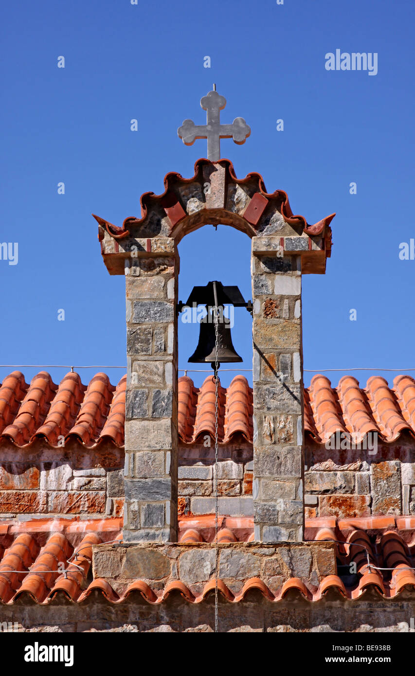 Bell tower, church, mountain village of Axos, Crete, Greece, Europe ...