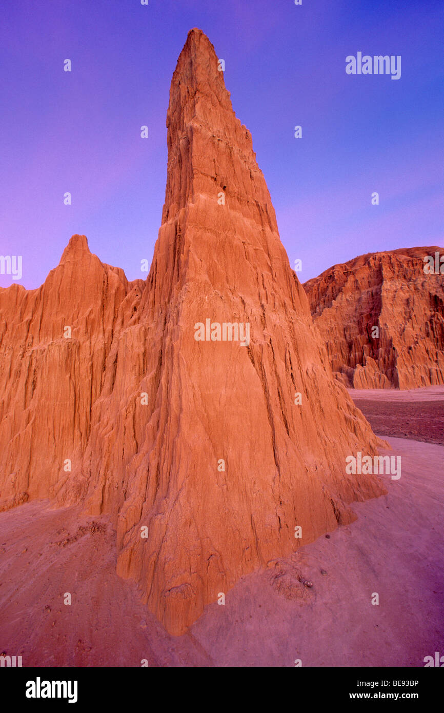 Cathedral Gorge State Park, sunset light on eroded spires, near Panaca ...