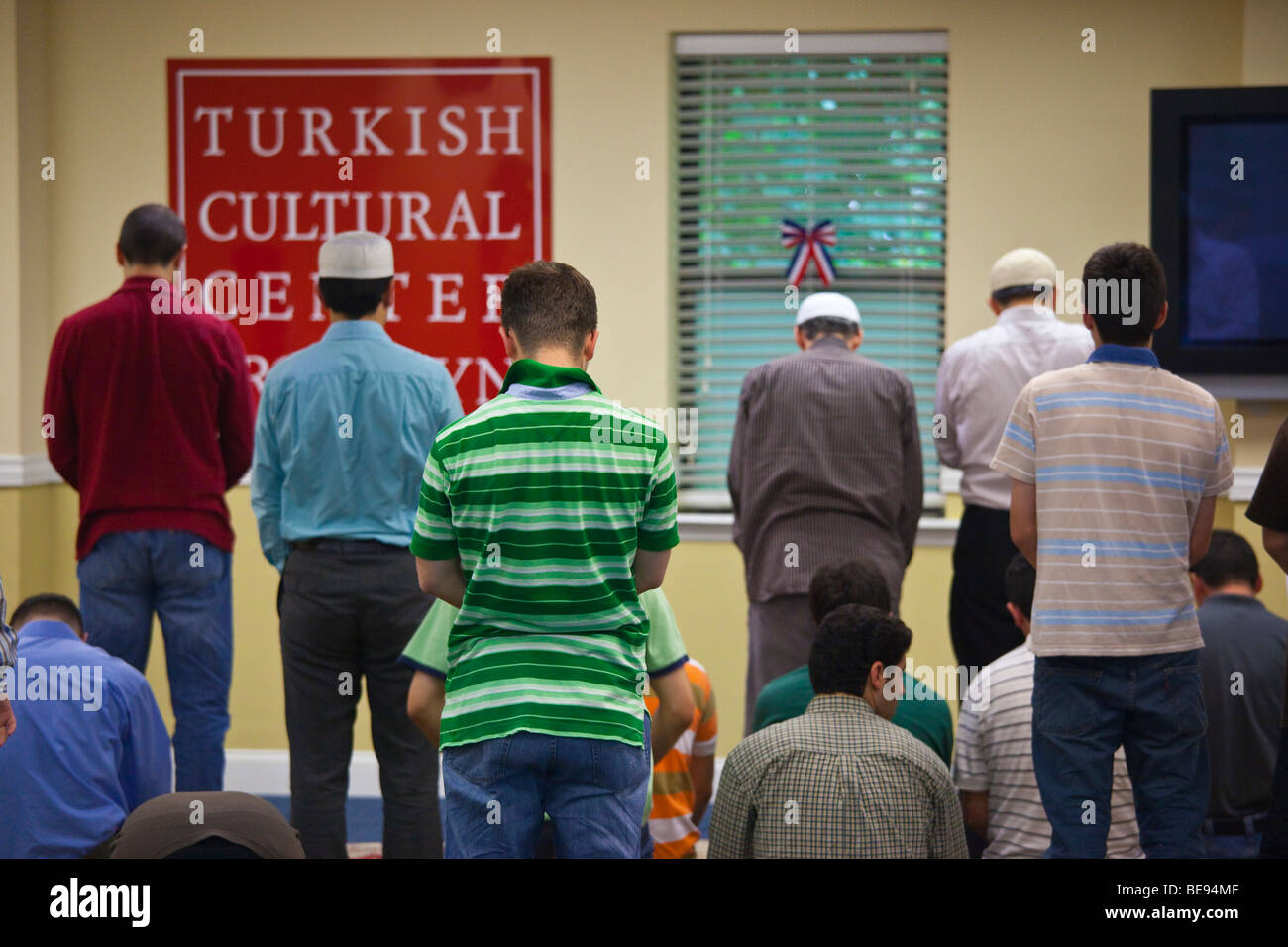 Muslim Prayer at the Turkish Cultural Center in Brooklyn New York City ...
