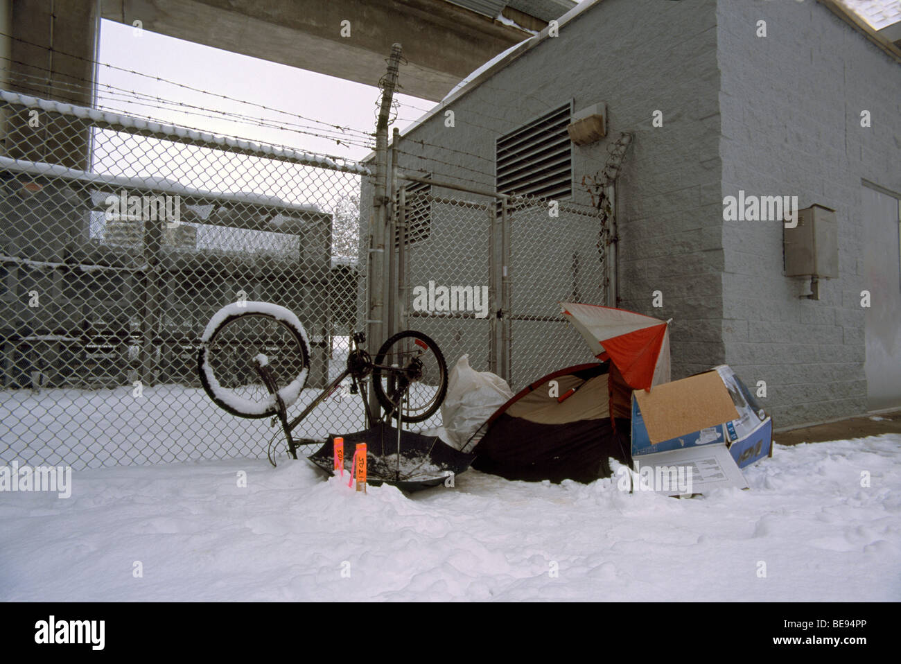 Homeless Person's Makeshift Home and Shelter in Urban City, North ...
