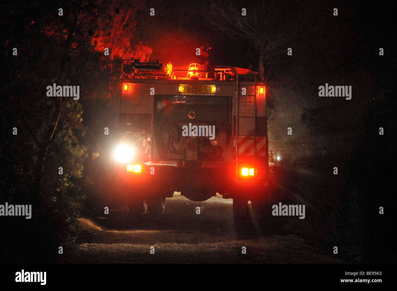 Fire Trucks Responding At Night