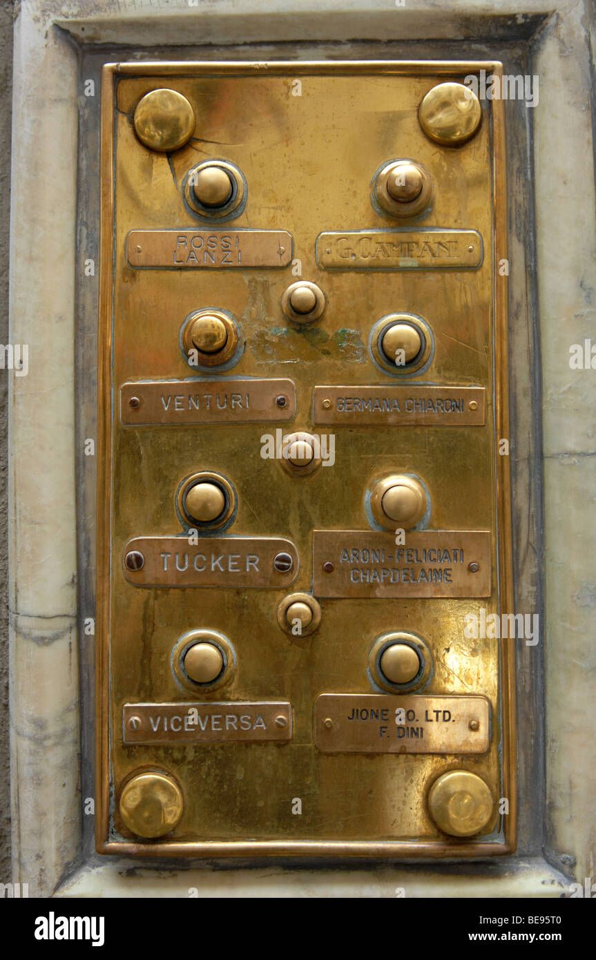 Bronze Bell Plaque with Names of Residents, Florence, Tuscany, Italy ...