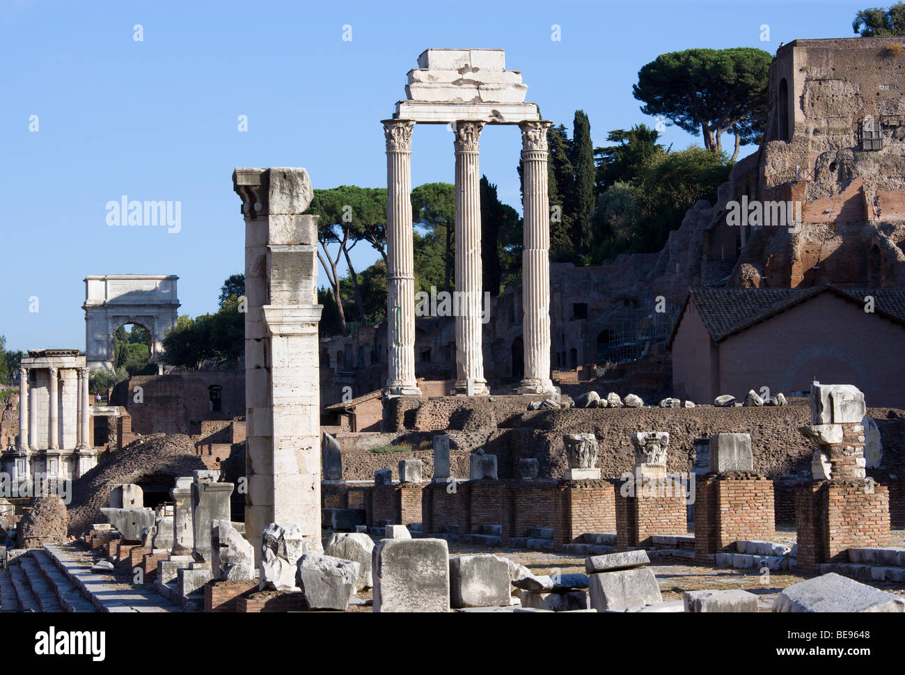 ITALY Lazio Rome Roman Forum with Temple of Vesta Arch of Titus and ...